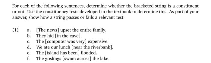 For each of the following sentences, determine | Chegg.com
