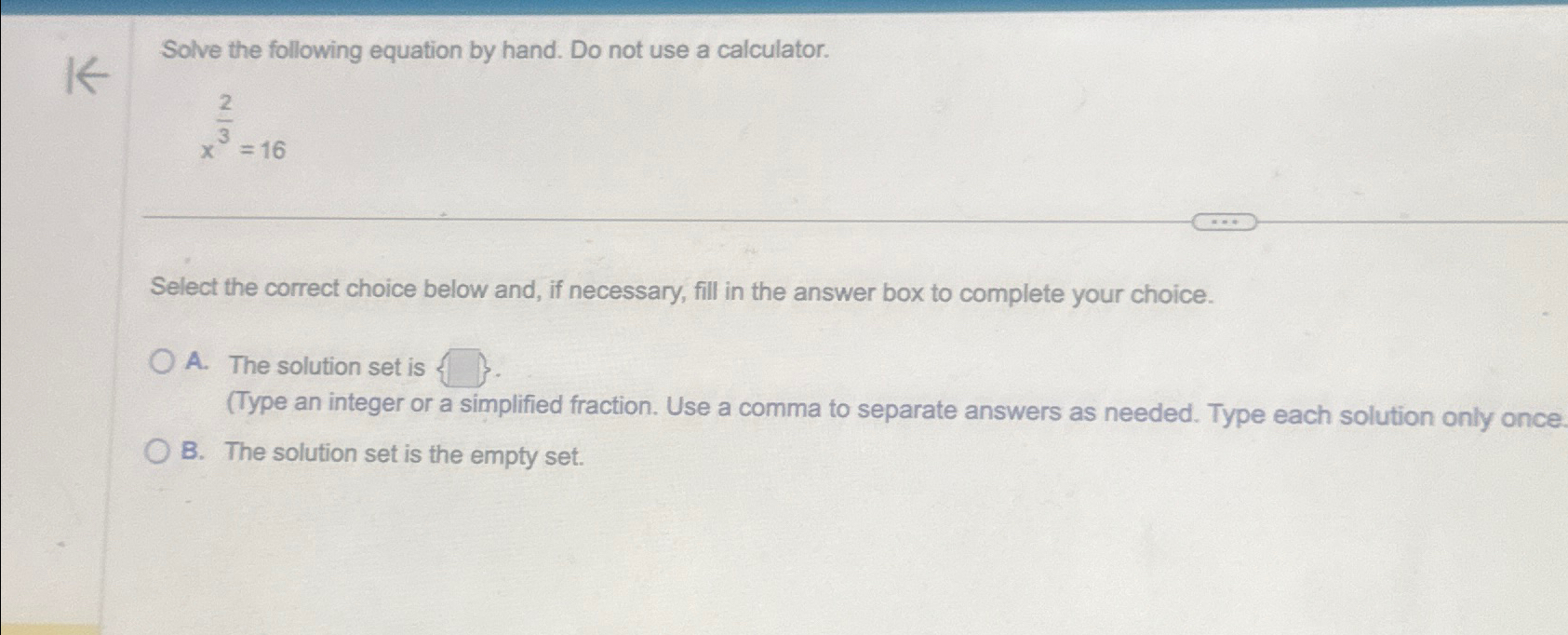 Solved Solve the following equation by hand. Do not use a | Chegg.com