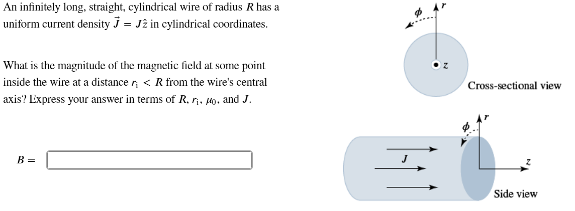 Solved An infinitely long, straight, cylindrical wire of | Chegg.com