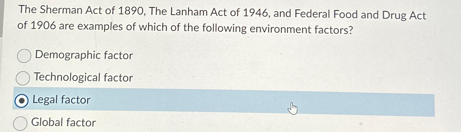 Solved The Sherman Act of 1890, ﻿The Lanham Act of 1946, | Chegg.com