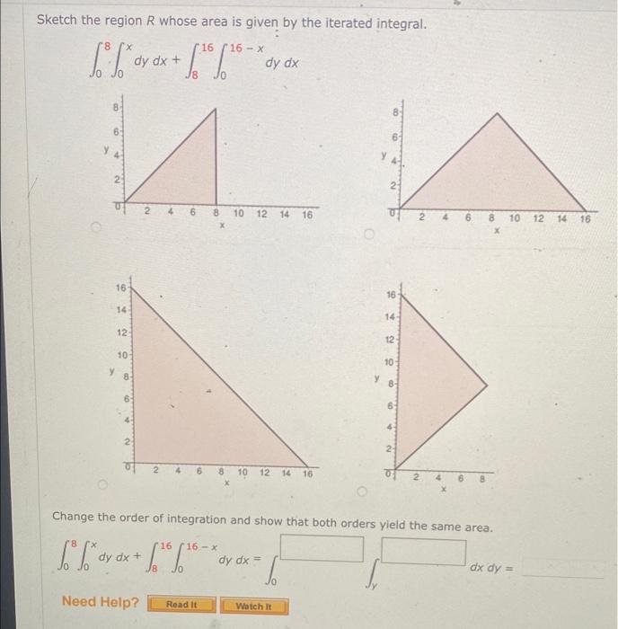 Solved Sketch the region R whose area is given by the | Chegg.com