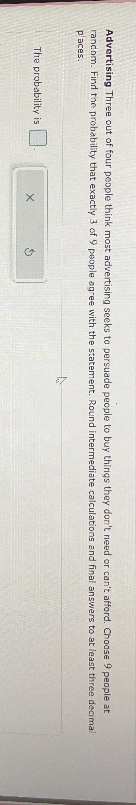 Solved Advertising Three out of four people think most | Chegg.com