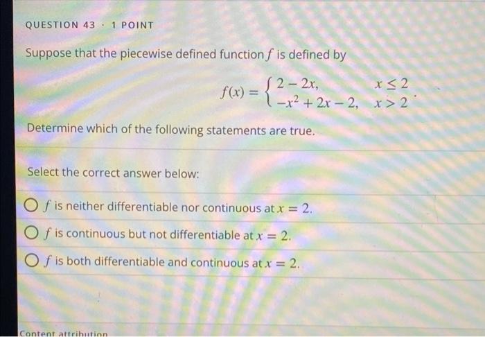 Solved Suppose that the piecewise defined function f is | Chegg.com