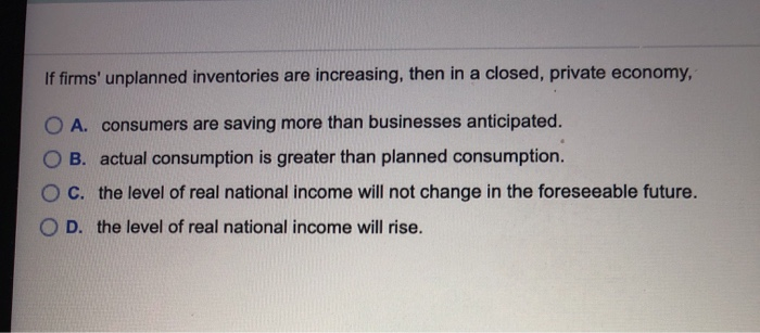 Solved If firms' unplanned inventories are increasing, then | Chegg.com