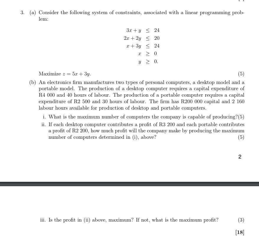 Solved (a) ﻿Consider the following system of constraints, | Chegg.com
