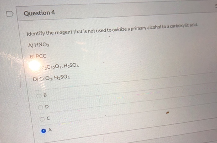 Solved Question 1 CH3CHOHCH3 Na Cr2O, H2SO4 A) (CH3)2CHOH B) | Chegg.com