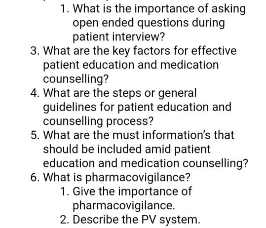 Solved 1. What is the importance of asking open ended | Chegg.com