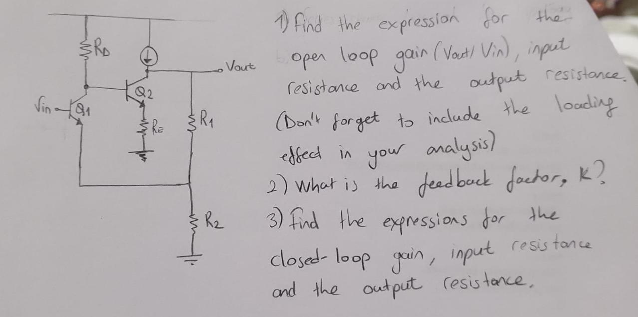 Solved find the expression for the open loop gain | Chegg.com