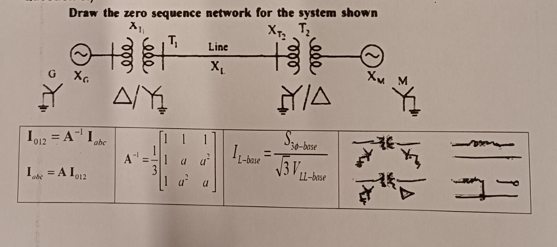 Solved Draw the zero sequence network for the system shown | Chegg.com