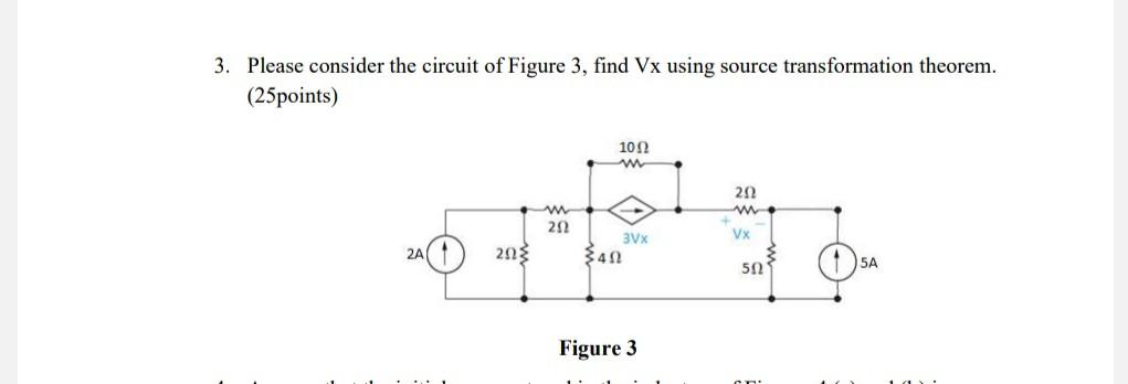 Solved 3. Please consider the circuit of Figure 3, find Vx | Chegg.com