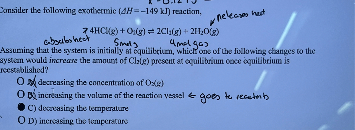 Solved Consider the following exothermic ( ΔH=-149kJ ) | Chegg.com