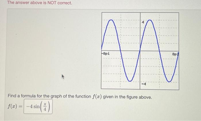 Solved The answer above is NOT correct. Find a formula for | Chegg.com