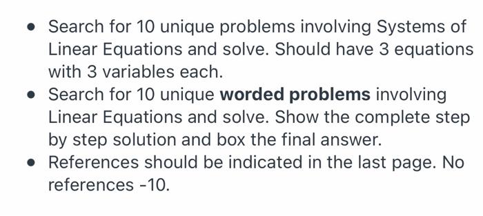 Solved • Search for 10 unique problems involving Systems of | Chegg.com