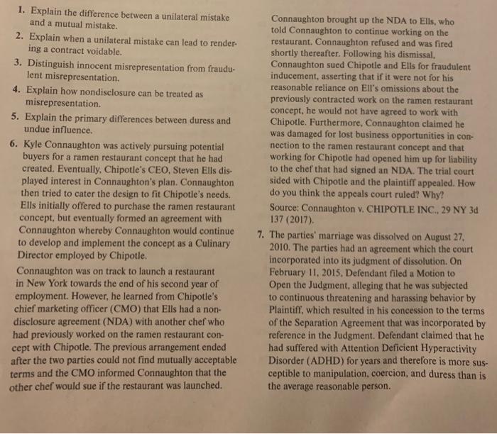 Solved 1. Explain the difference between a unilateral | Chegg.com