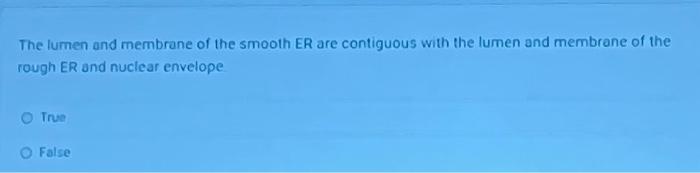 Solved The lumen and membrane of the smooth ER are | Chegg.com