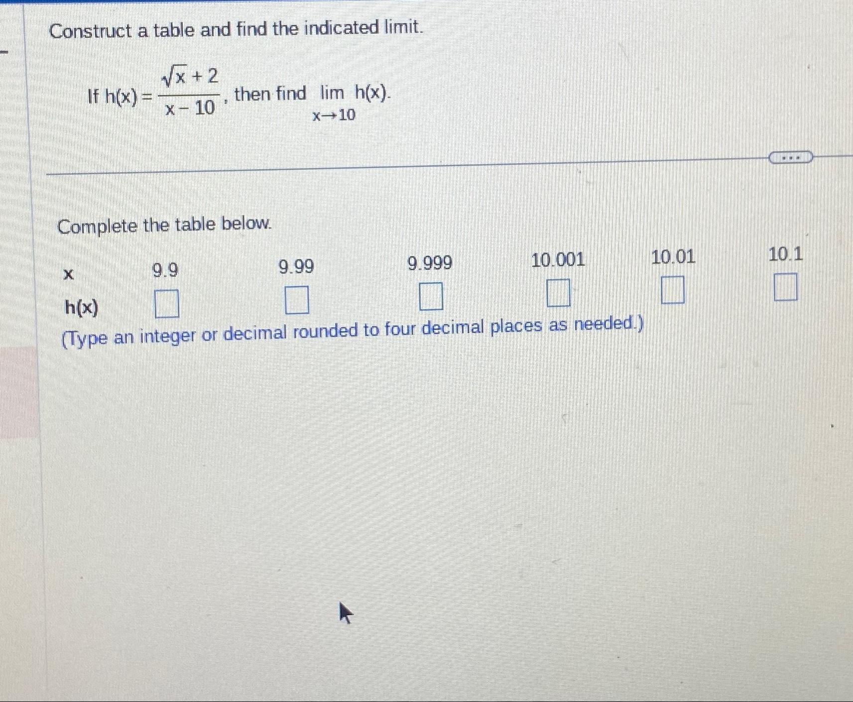 Solved Construct a table and find the indicated limit.If | Chegg.com