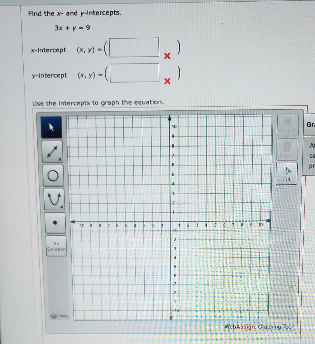 Solved Find the x - and y-intercepts. 3x+y=9 x-intercept | Chegg.com