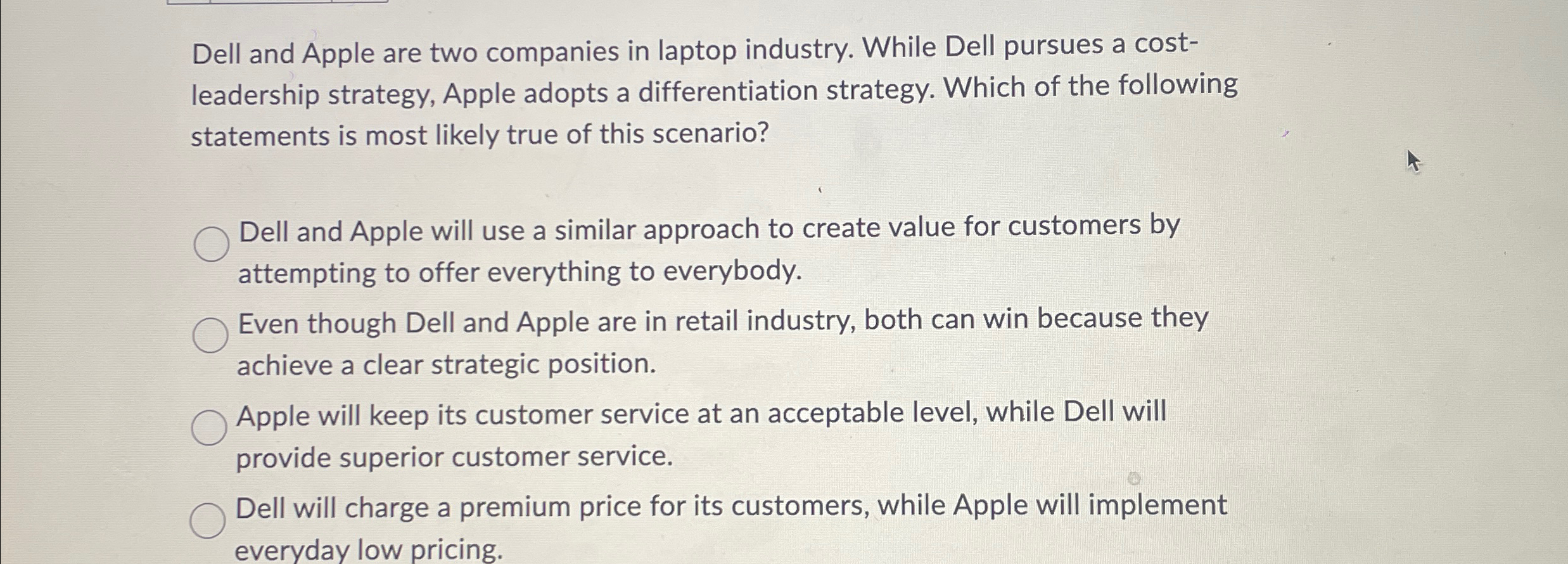 Solved Dell and Apple are two companies in laptop industry. | Chegg.com