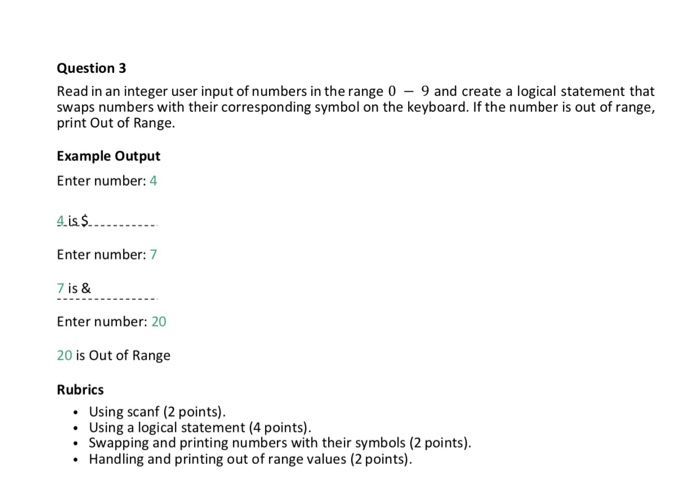 Solved Question 3 Read In An Integer User Input Of Numbers