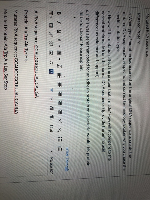 Solved Original DNA sequence: 3-CGTACCCGAATAGTACT-5 RNA | Chegg.com