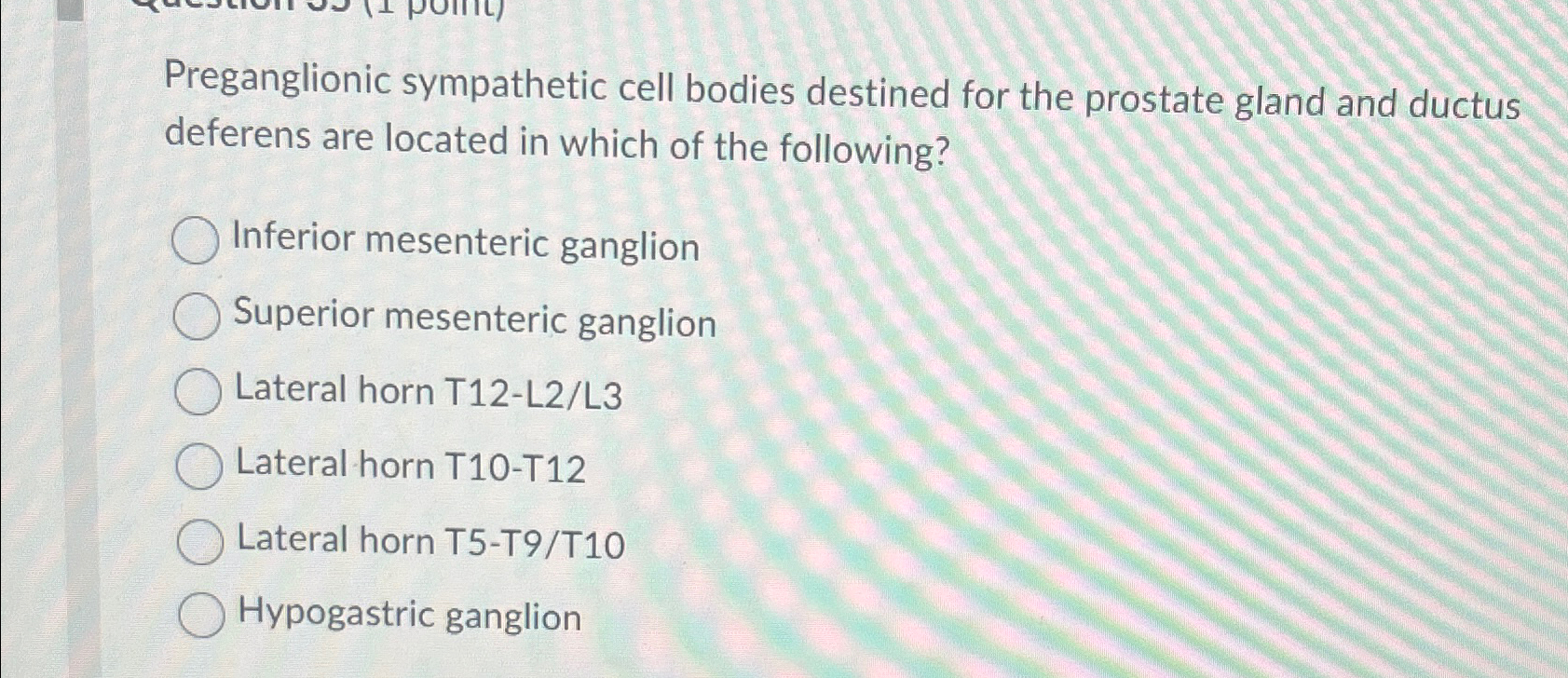 Solved Preganglionic sympathetic cell bodies destined for | Chegg.com