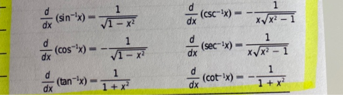Solved d dx (sin-x) = st 1 1 - XP d dx (CSC-?x) 1 X¥²-1 d dx | Chegg.com