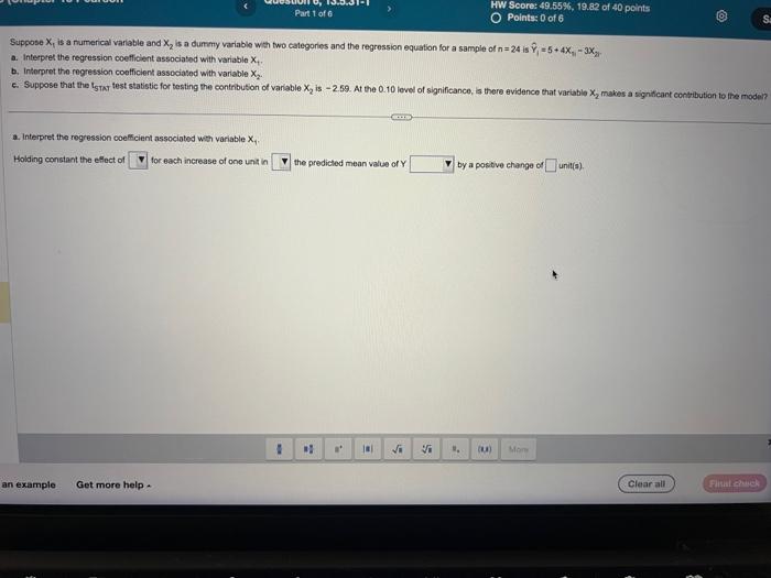 Solved Suppose X1 is a numerical variable and X2 is a dummy | Chegg.com