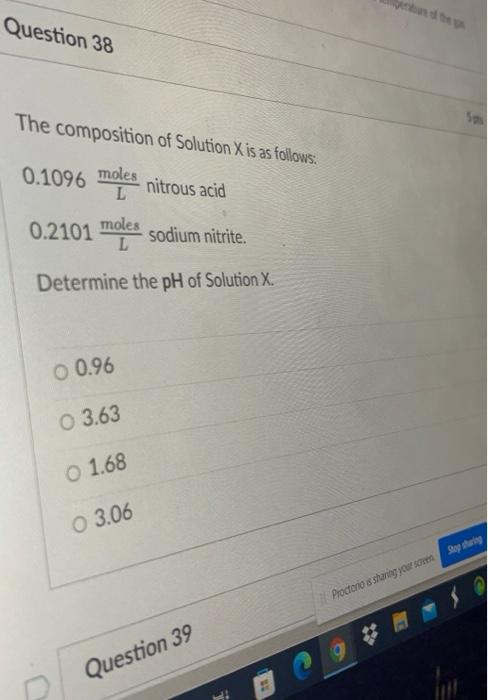 Solved Question 38 The composition of Solution X is as | Chegg.com