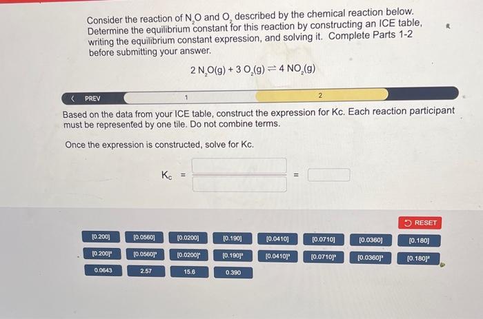 Solved Consider the reaction of N2O and O2 described by the | Chegg.com