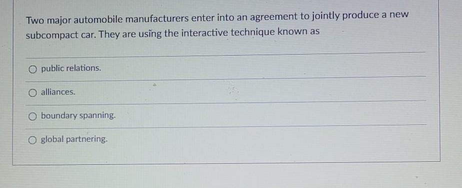 Solved Two major automobile manufacturers enter into an | Chegg.com