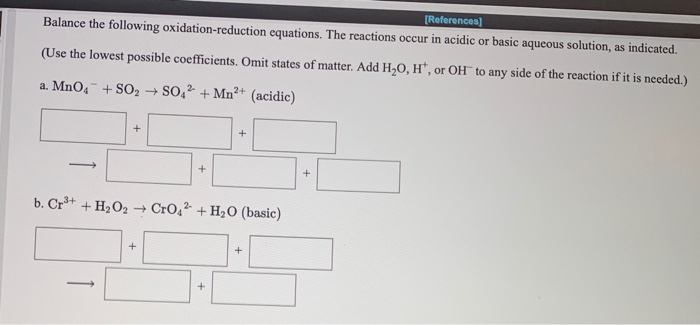 Solved [References) Balance the following | Chegg.com