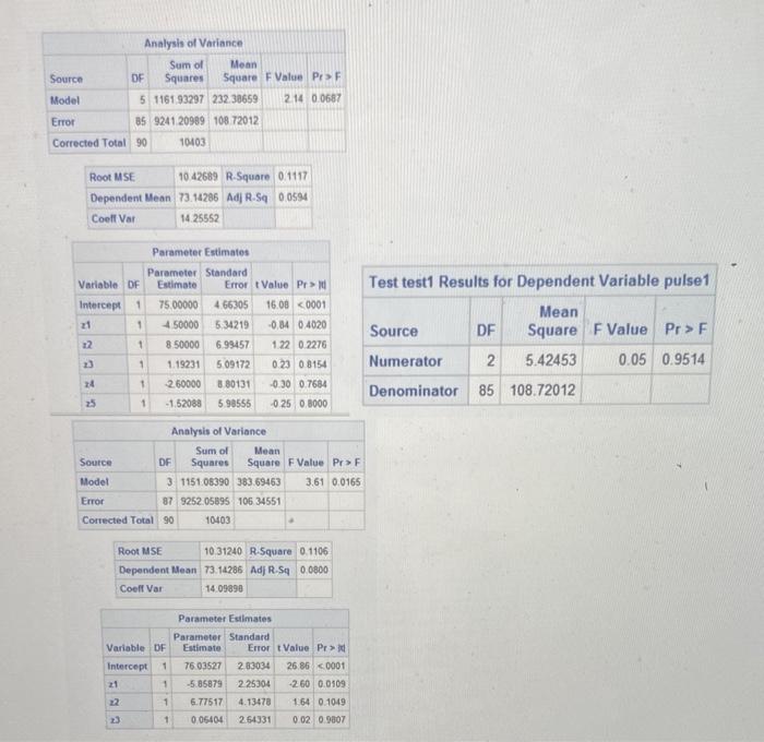Solved Analysis of Variance Sum of Mean Source DF Squares | Chegg.com