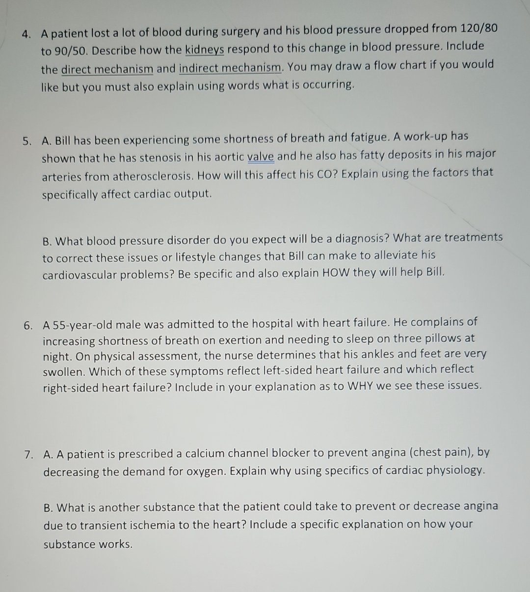Solved Heart and Blood Pressure Case StudiesFor each | Chegg.com