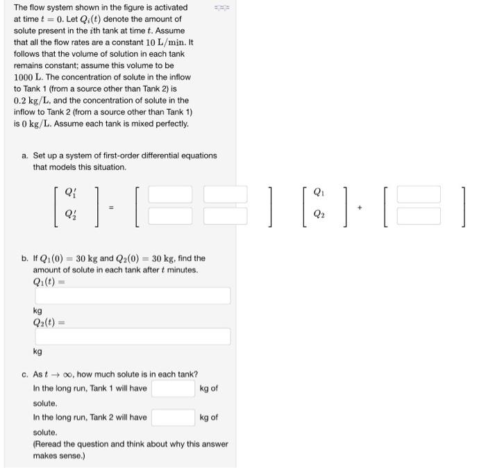Solved The flow system shown in the figure is activated at | Chegg.com