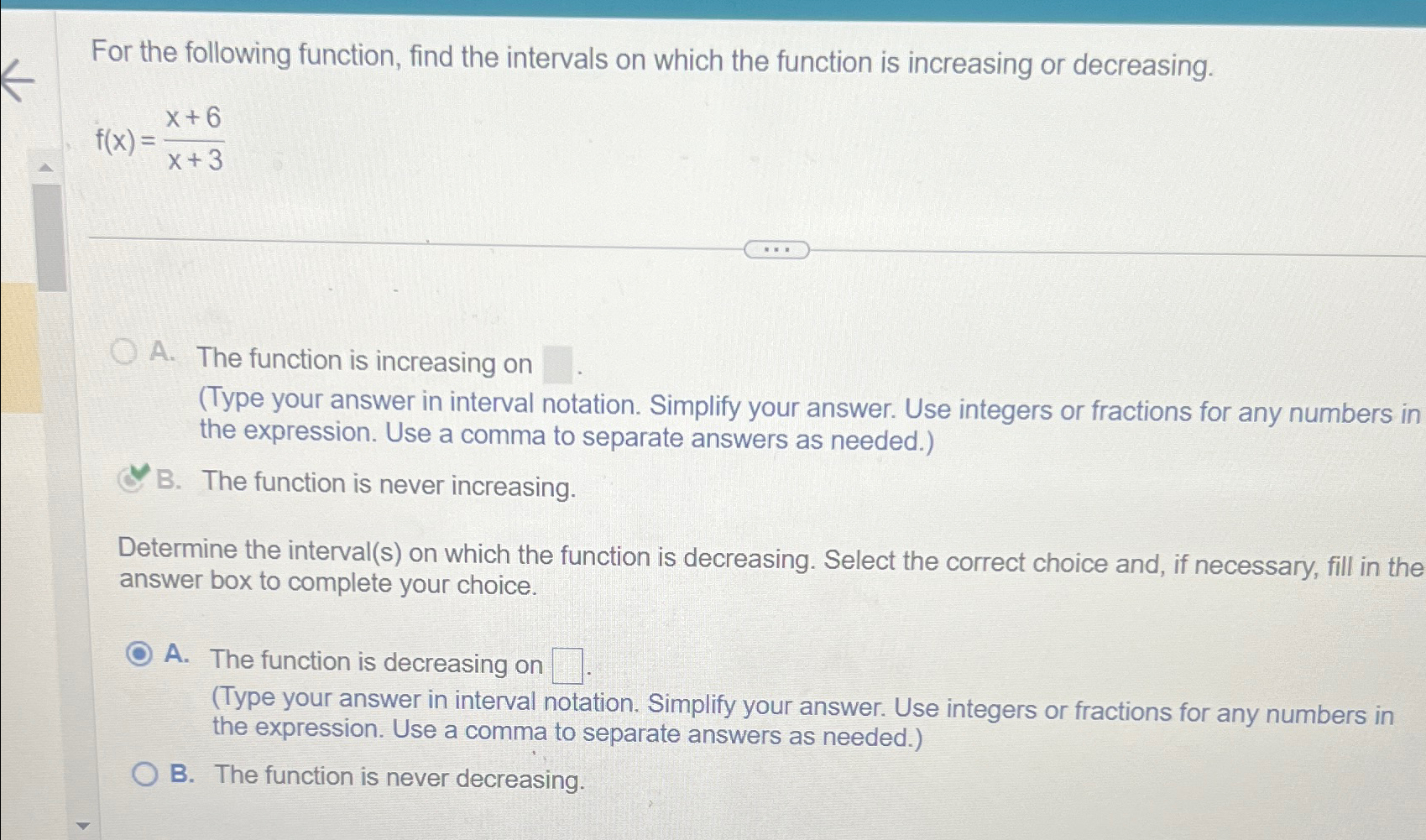 Solved For the following function, find the intervals on | Chegg.com