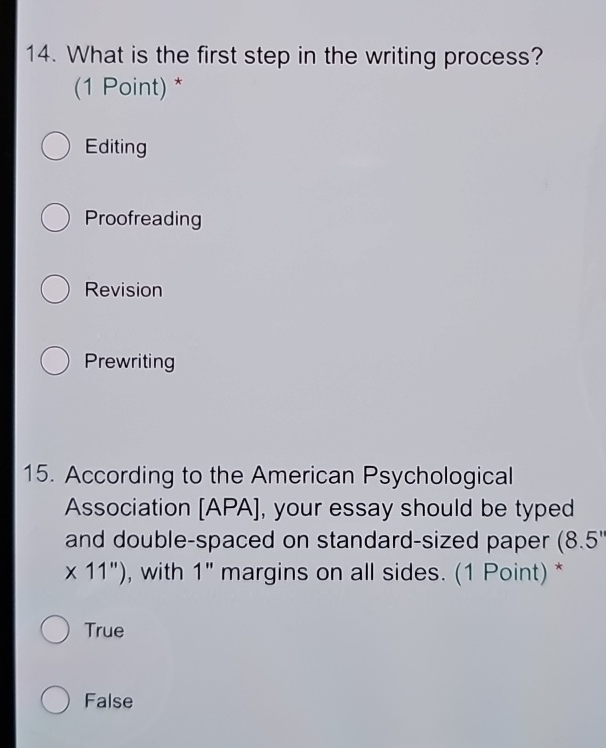 Solved What is the first step in the writing process?(1 | Chegg.com