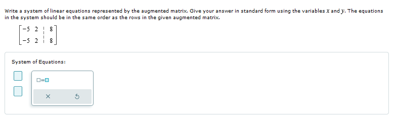 Solved Write a system of linear equations represented by the | Chegg.com