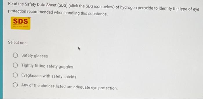 Solved Read the Safety Data Sheet (SDS) (click the SDS icon | Chegg.com