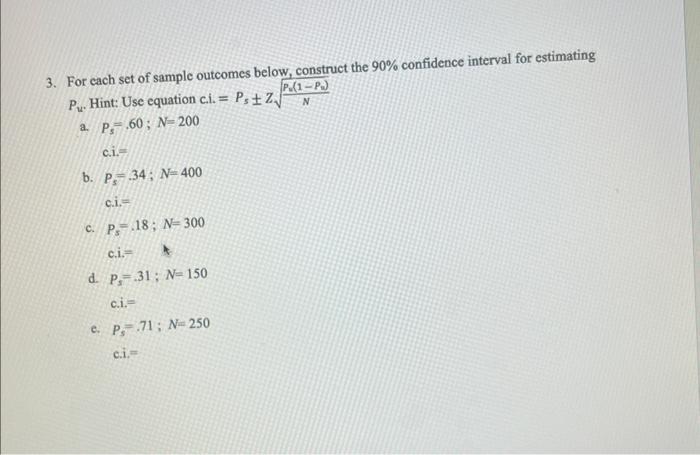Solved 3. For cach set of sample outcomes below, construct | Chegg.com