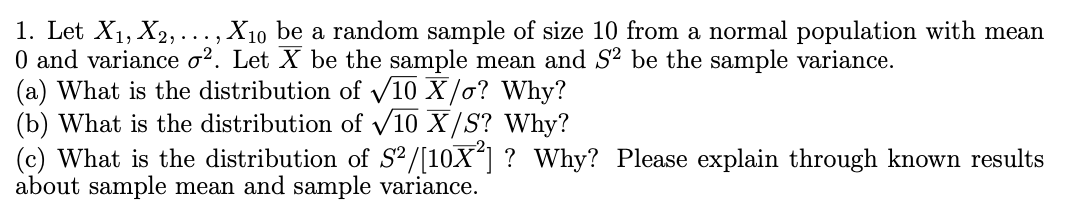 Solved Let x1,x2,dots,x10 ﻿be a random sample of size 10 | Chegg.com