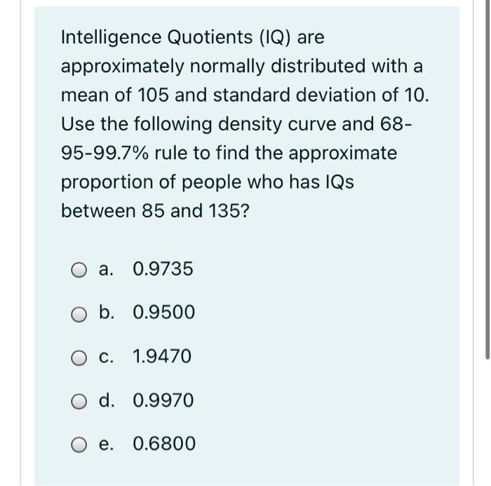 Solved Intelligence Quotients (IQ) are approximately | Chegg.com
