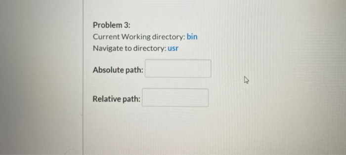 Solved Problem 3: Current Working directory: bin Navigate to | Chegg.com