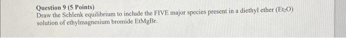 Solved Question 9 (5 Points) Draw the Schlenk equilibrium to | Chegg.com