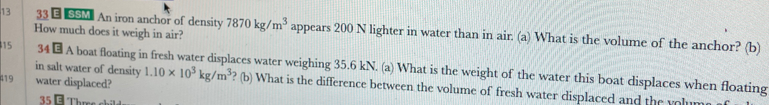 Solved How much does it weigh in air?34 ﻿E A boat floating | Chegg.com