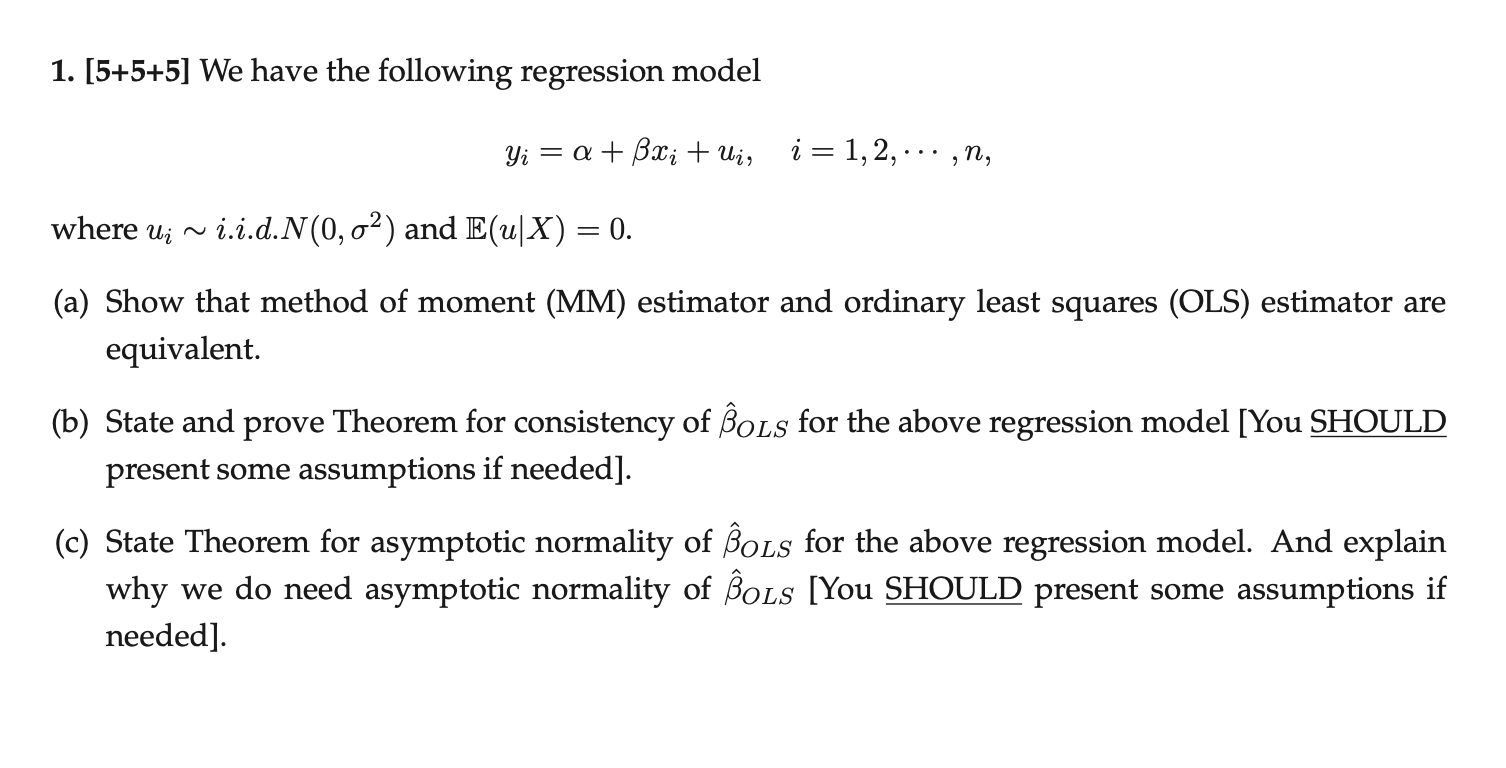 Solved 5+5+5 ﻿We have the following regression | Chegg.com