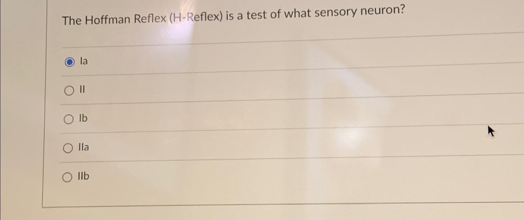 Solved The Hoffman Reflex (H-Reflex) ﻿is a test of what | Chegg.com