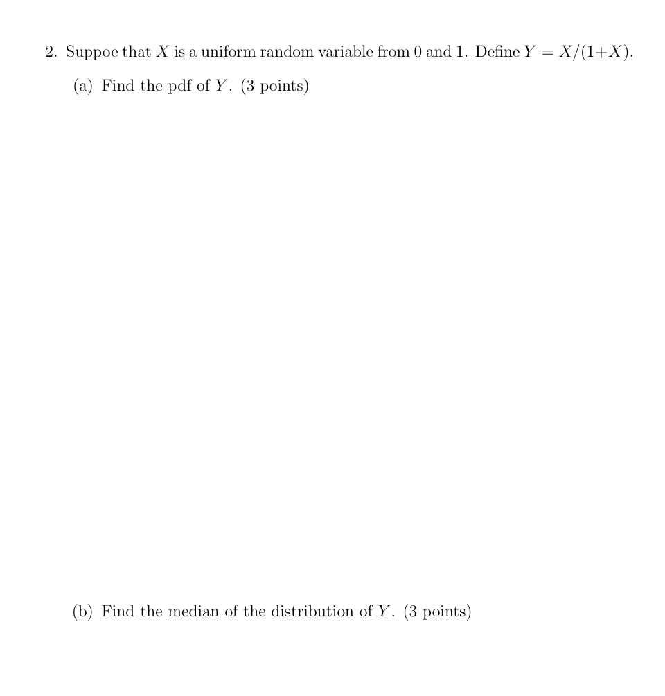 Solved Suppoe that x ﻿is a uniform random variable from 0 | Chegg.com