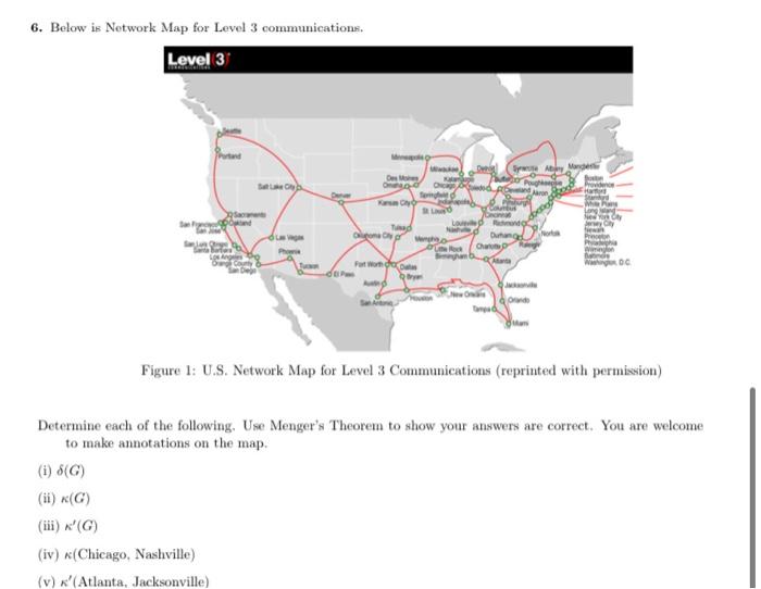 6. Below is Network Map for Level 3 communications. | Chegg.com