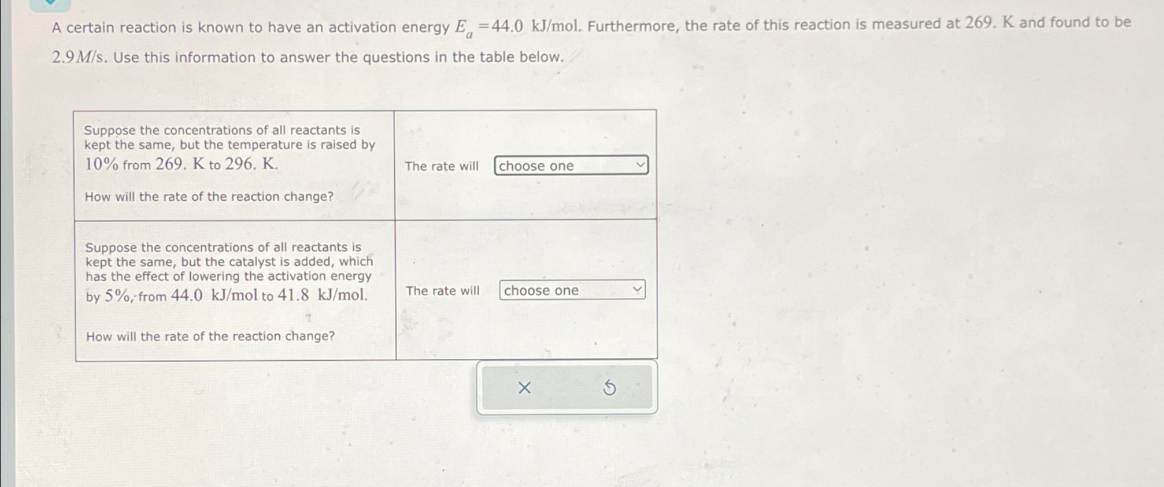 Solved A certain reaction is known to have an activation | Chegg.com