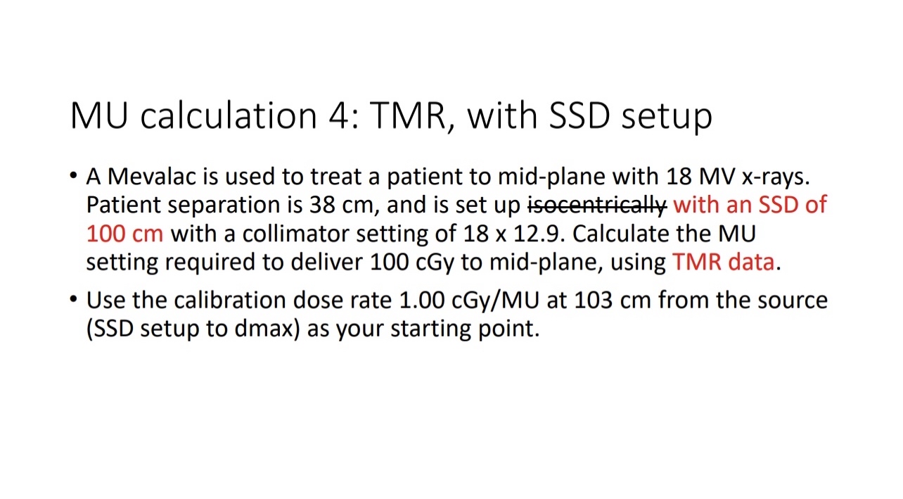 Solved MU calculation 4: TMR, ﻿with SSD setupA Mevalac is | Chegg.com